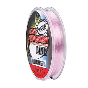 ANGRYFISH 100% Fluorocarbon Fishing Line-Invisible Underwater-Faster Sinking- Ultralow Stretch-Fishing Leader Line 2-30LB（Pink，11LB/0.261MM-165YD）