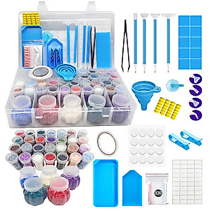KTCLCATF Diamond Painting Storage Containers Case, Diamond Art Accessory Kits with Shockproof Jars, Craft Jewelry Bead Rhinestones Diamond Paintings Tools Organizer Box (Blue)