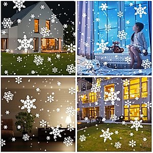 LUOWAN Christmas Snowflake Projector Lights, Waterproof LED Snowfall Spotlight Projector with Remote Control, Upgrade Rotating LED Snowfall Projection Lamp for Halloween Xmas Party Holiday Garden