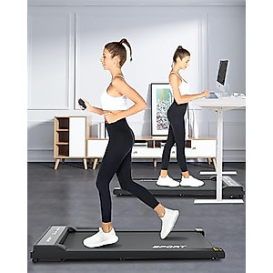 Walking Pad Treadmill Under Desk, 2 in 1 Desk Treadmill Space Saving for Home Office, Portable Treadmill 265lbs Capacity 2.25 HP Walking Pad, Lightweight Walking Jogging Machine,Installation Free