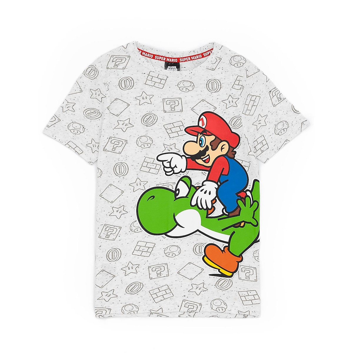 Super Mario Nintendo and Yoshi Boy's Kids Grey Character T-Shirt Top 9-10 Years