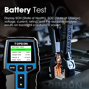 Car Battery Tester 24V 12V Load Tester, TOPDON BT200 100-2000CCA Automotive Alternator Tester Digital Auto Battery Analyzer Charging Cranking System Tester for Car Truck Motorcycle ATV SUV Boat Yacht