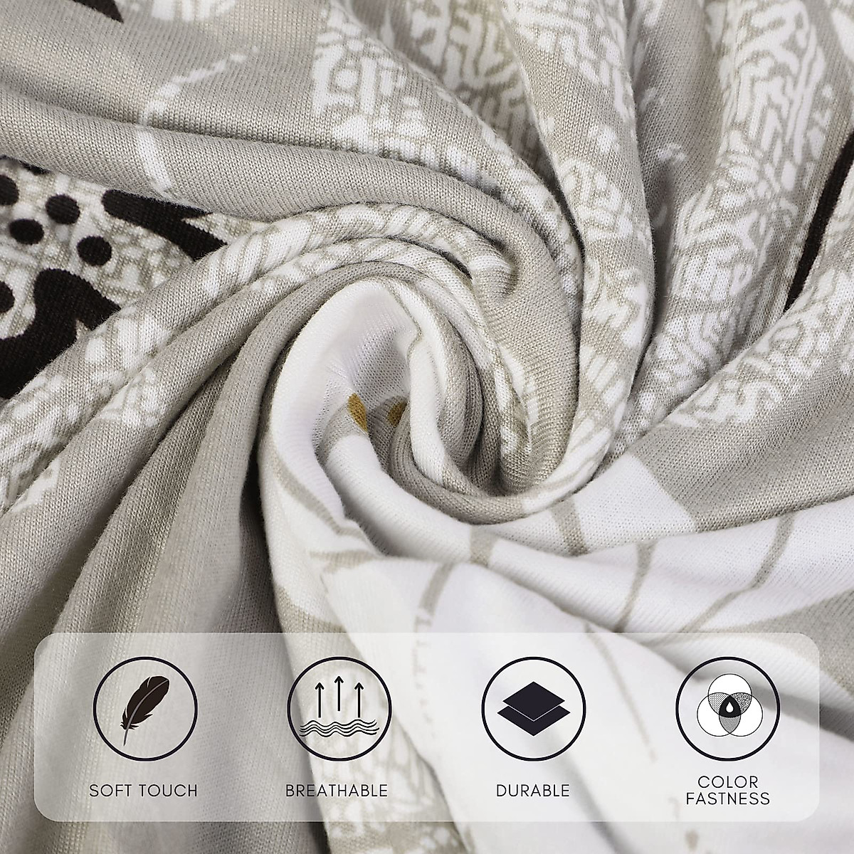 SearchI Brown Flower Stretch Dining Bench Cover, Washable, Protective, Durable Bench Seat Covers for Dining Room, Living Room, Kitchen