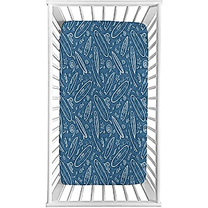 Microfiber Baby Crib Sheets,Ultra Soft Crib Sheets Fitted for Standard Crib Mattress,Toddler Sheet Set for Boys or Girls,Machine Washable, Soft,Breaths,Blue Wave Swirls Sheet Fits 28"x 52"x 8''