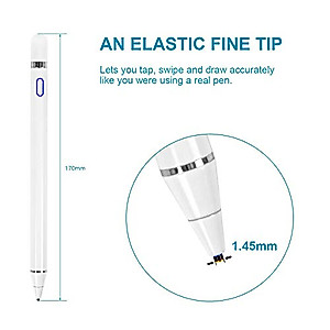 Stylus Pencil Compatible for Apple,Active Stylus Pen for Touch Screens, Rechargeable 1.5mm Fine Point Smart Pencil Compatible for iPhone iPad Android and Most Tablets on Touchscreen Devices (White)