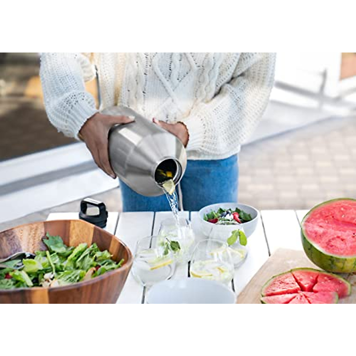 128 OZ BPA-Free Lid Stainless-Steel Insulated Metal Water Bottle Thermos | 24 HR Temperature Retention Hot And Cold | Portable For Outdoor Travel | Leakproof Coffee Carafe Container | The Lobo