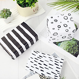 AnyDesign 12 Sheet Black White Wrapping Paper Minimalist Gift Wrap Paper Bulk Geometric Stripes Dots Art Craft Paper for Birthday Graduation DIY Crafts Gift Packing, Folded Flat, 19.7 x 27.6 Inch