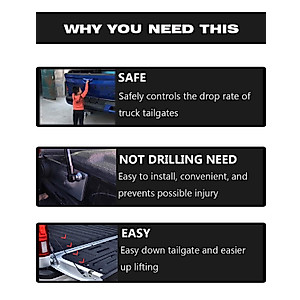 Ranger Tailgate Assist Shock Kit for 2019 2020 2021 Ford Ranger Pickup Truck Tailgate Damper EZ Down Lift Strut Accessories