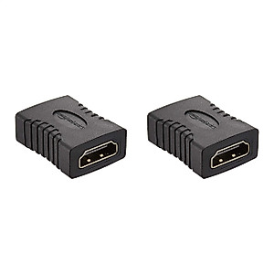 Amazon Basics Nylon-Braided 4K, 18Gbps HDMI to HDMI Cable, 25 Feet & HDMI Coupler, 29 x 22mm, Black - Pack of 2