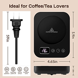 Misby Mug Warmer, Upgrade Coffee Warmer for Desk with 3 Temperature Settings, Fast Heating Cup Warmer 12 Timer, 4H Auto Shut Off, Gravity Sensor, Keep Best Temp for Tea,Beverage,Milk -Black