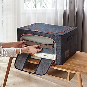 RTBQJ-AT Frame Storage Box, Large-Capacity Clothes Storage Containers ​with Transparent Windows and Handles, ​Mobile Storage Artifact for Bedding, Clothes, Closet, Bedroom (2 pieces large)