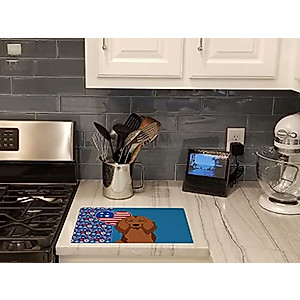 Caroline's Treasures WDK5196LCB Longhair Red Dachshund USA American Glass Cutting Board Large, 12H x 16W, multicolor