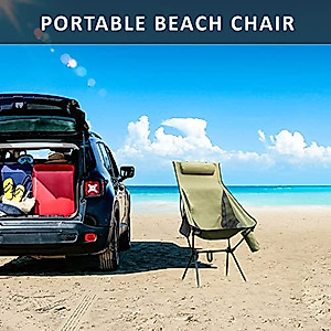 Camping Chair for Adults Portable Camp Chairs for Beach, Hiking, Picnic, Travel, Outdoor Activities, High Backrest and Aircraft Grade Aluminum Lightweight Camping Chairs Support 330LBS, Black