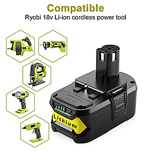 Energup 2Pack 6.0Ah P108 Battery for Ryobi 18V Battery for Ryobi Battery 18v Lithium P102 P103 P104 P105 P107 P109 Ryobi 18-Volt Battery + 2Port P117 Dual Chemistry Ryobi 18V Battery Charger