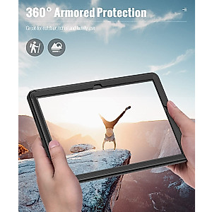 MoKo Case Fits Samsung Galaxy Tab A8 10.5 Inch 2022 (SM-X200/SM-X205/SM-X207), Shockproof Full Body Rugged Stand Back Cover Built-in Screen Protector Fit Galaxy Tab A8 10.5" 2022 Tablet, Black