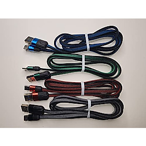 USB Type-C Cable 5A Fast Charging (3ft) Flat Nylon Braided USB-A to USB-C (White)