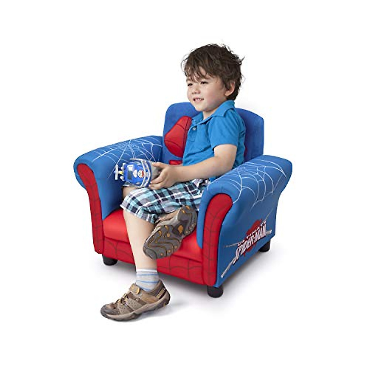 Delta Children Figural Upholstered Chair, Marvel Spider-Man (Blue, Red)