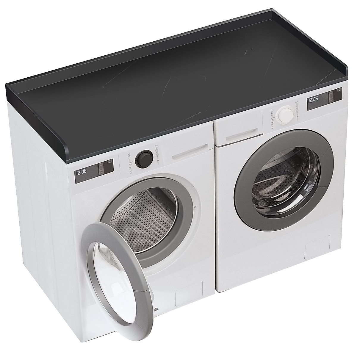 Washer Dryer Countertop, Laundry Countertop, Laundry Countertop Over Washer and Dryer, 27.5" Depth x 54" Width with Edge Rails for Laundry Room Storage and Organization -Black