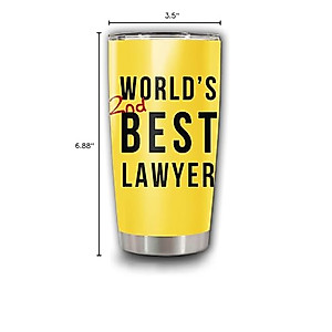Insulated Tumbler Stainless Steel Worlds Bottle 2nd Travel Cup Best Coffee Lawyer Friend Vacuum Mug Tea With Lid Family 20 Oz Tumblers Gifts For Friend Co-worker Father's Mother's Day Birthday Christ