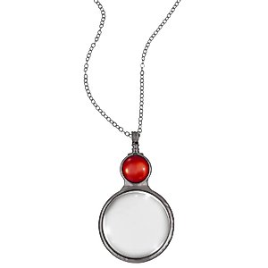 DragonflyDreams Magnifying Glass Necklace Gift, Magnifying Pendant Necklace Reading Magnifier for Elders Magnifying Lens for Book Newspapers Reading, Jewelry, Exploring Red