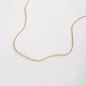 14k Solid Gold Cable Chain Necklace | 14k Yellow Gold Simple Chain Necklaces for Women | Layering Chain Necklace | 14k Gold Jewelry | Gifts for Mom, 18"