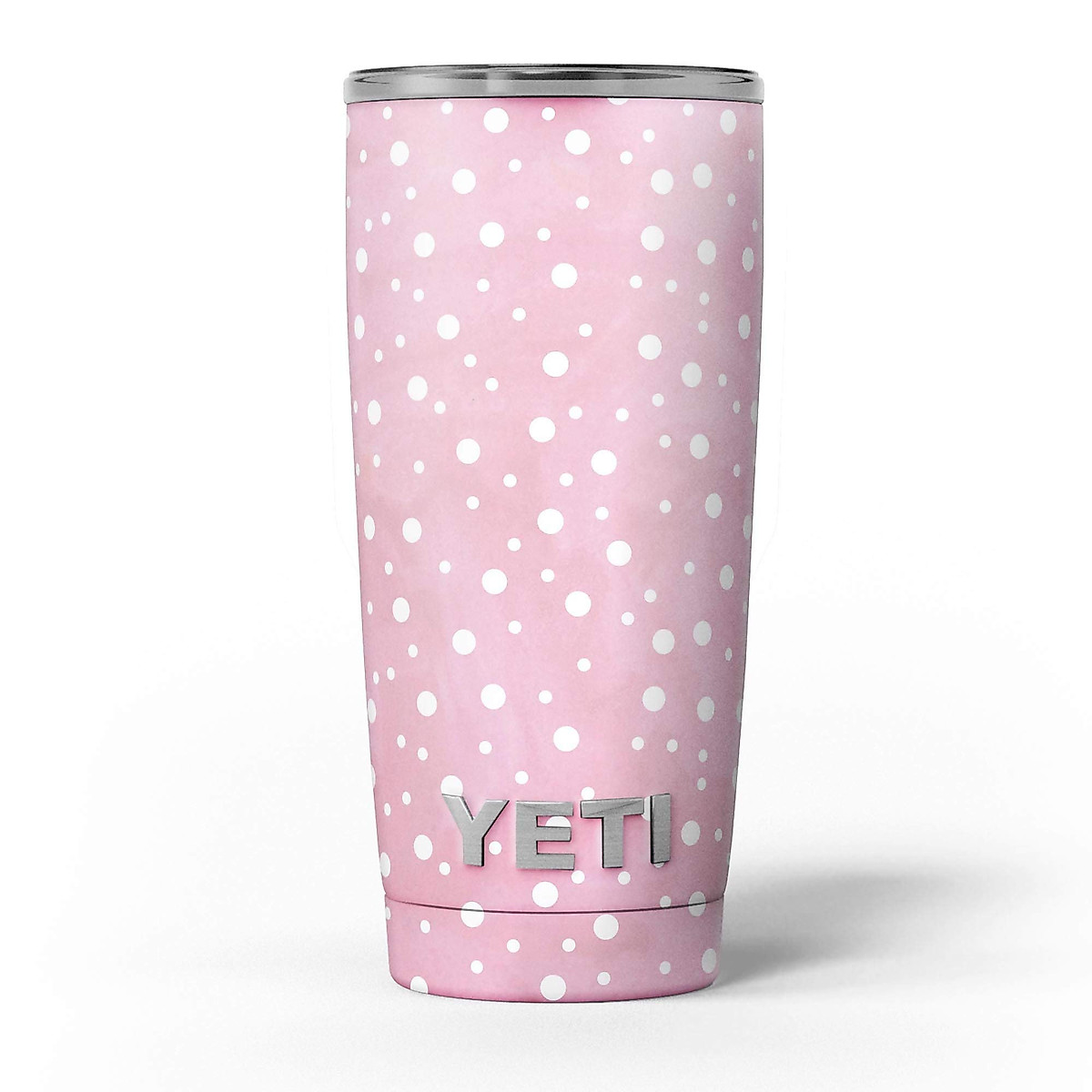 Design Skinz The Pink Watercolor Surface with White Polka Dots - Skin Decal Vinyl Wrap Kit compatible with the Yeti Rambler Cooler Tumbler Cups