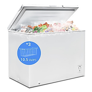 SMAD Mini Chest Freezer 3.5 Cu. Ft, Small Deep Freezer with Removable Basket, Adjustable Temperature, Manual Defrost, For Kitchen Apartment Office, White
