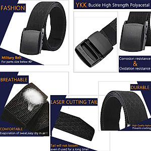 LionVII Mens Belt Web - Nylon Belt for Men with Plastic Buckle Durable Breathable Waist Belt for Work Travel Golf Sports, Adjustable [53" L x 1.5" W](Black)