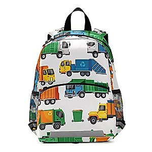 Garbage Truck Preschool Backpacks，Kid's Casual Travel Bookbag with Leash，Cute Toddler Backpacks for Boys and Girls