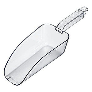 Restaurantware Met Lux 24 Ounce Ice Scoop 1 Flat Bottom Food Scoop - Beveled Front Edge Hanging Slot Clear PC Plastic Flour Scoop Lightweight For Ice Or Dry Ingredients