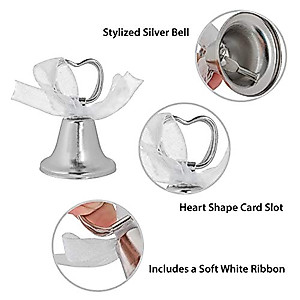 Super Z Outlet Silver Bell Place Card Holders for Table Numbers, Restaurant Menu, Weddings, Party Decoration (12 Pack)