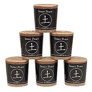 Aloha Bay - 6 Pack Elemental Feng Shui Votives (6 Pack, Earth - Inner Peace | Cardamom, Cinnamon, Frankincense, Patchouli)