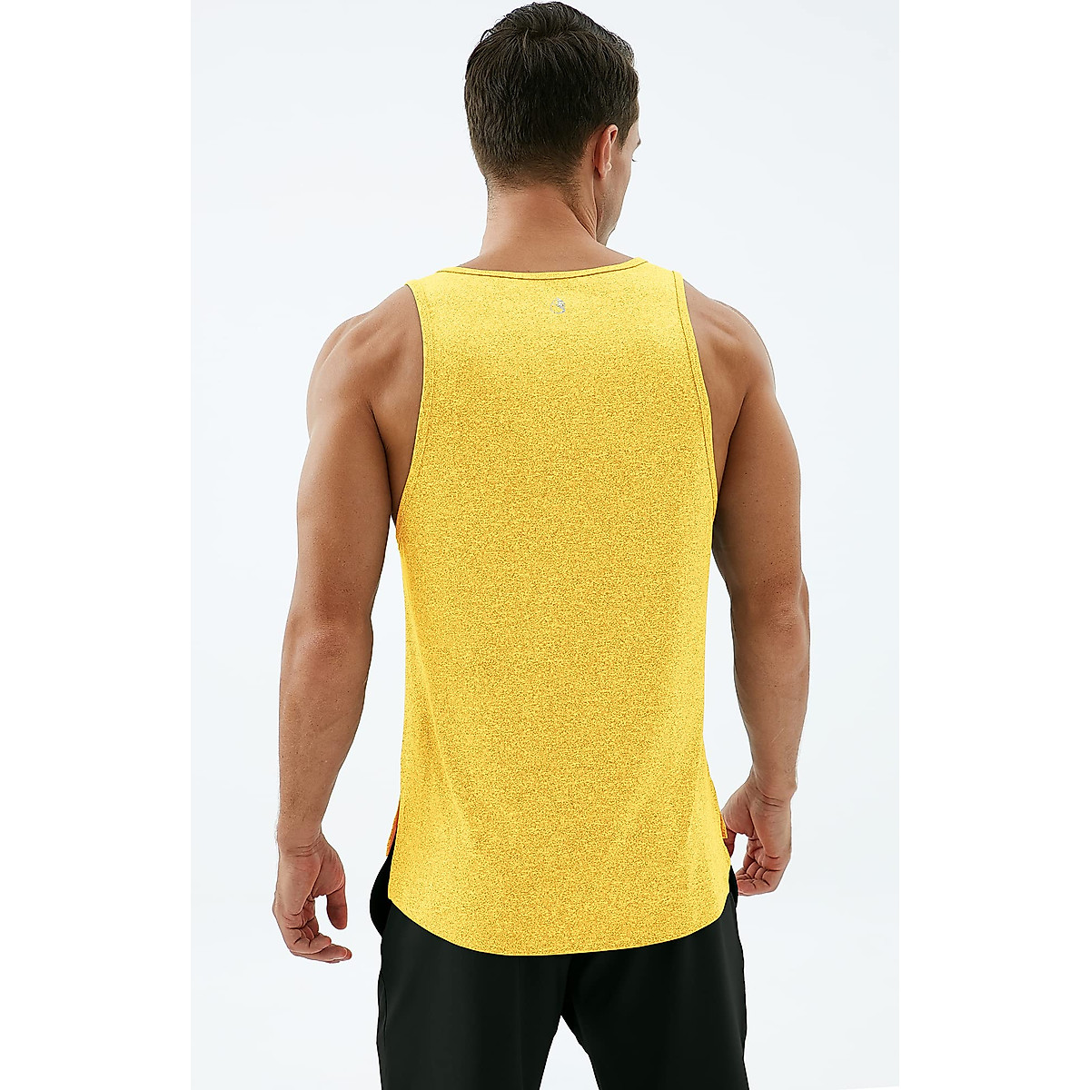 icyzone Workout Tank Tops for Men - Running Muscle Tank Exercise Gym Tops Athletic Shirts(Yellow, M)