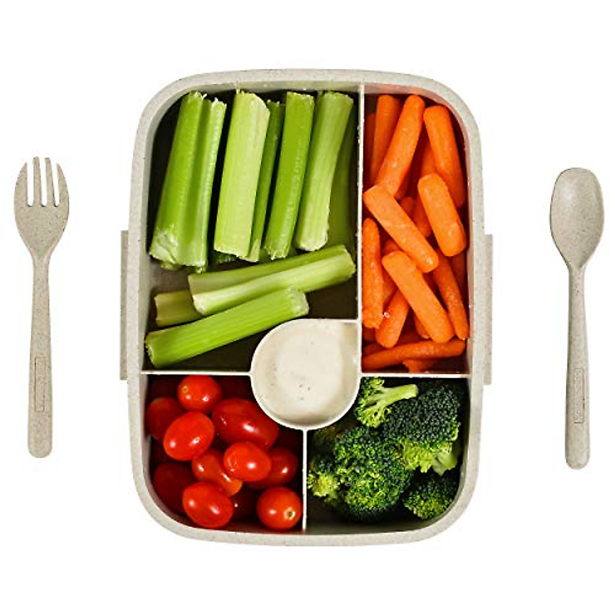 Eco-Life Home Design Bento Box - Eco Friendly, Leakproof Bento Lunch Box. Five Compartment, Wheat Fiber Bento Box for Kids and Adults. Microwave and Freezer Friendly Edo Box