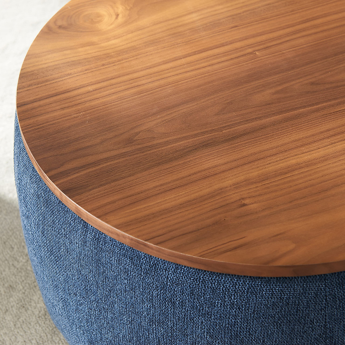 DKLGG Round Storage Ottoman Set of 2, Ottoman Coffee Table for Living Room, Handmade Round Ottoman Table with Storage End Table Ottoman Foot Rest Stool with Wooden Lid for Bedroom