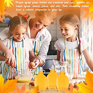 meekoo 24 Pieces 8 oz Glass Syrup Bottles with Aluminum Lid and Loop Handle Glass Maple Syrup Bottles Maple Syrup Jars Syrup Container with 4 Funnels for Potion Juice Milk Storage Gift Sauce Oil