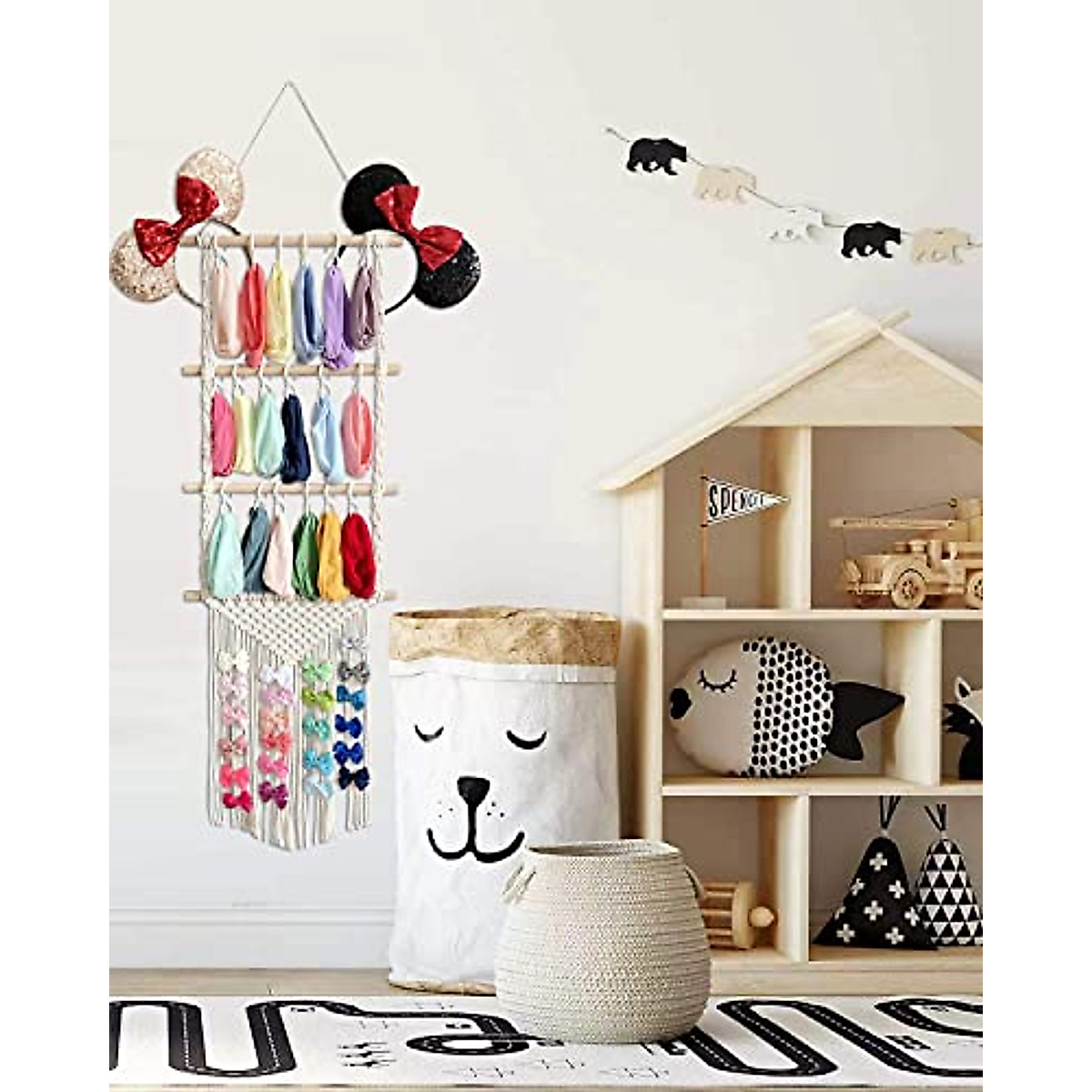 FINASKASU Large Headband Holder Hair Bows Organizer for Girls Hair Bows and Headbands Organizer, Hair Bow Holder Hanging Baby Girl Headbands Storage Organizer for Wall