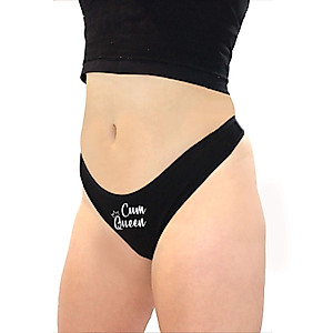 Dirty Girl Undies Cum Queen Women's High Rise Sexy Thong, Dirty Undies! Small Black