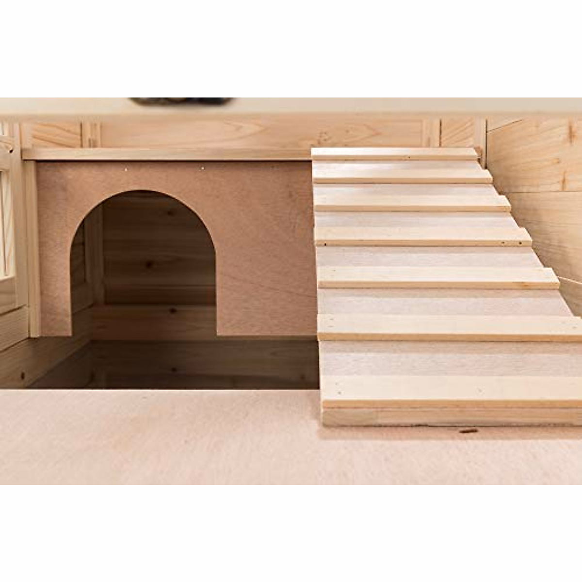 TRIXIE Natura X-Small Indoor Rabbit Hutch, Pet House for Rabbits and Guinea Pigs, Bunny Cage on Wheels, Pull Out Tray