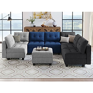 Belffin Polyester Weave Fabric Modular Sectional Sofa Swatch Kit Card,Dark Grey,Light Grey,Blue