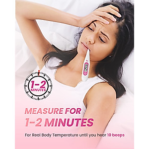 femometer Digital Basal Thermometer, Accurate Baby Thermometer for Fever, 1/100th Degree High-Precision Oral Thermometer for Pregnancy & Natural Family Plan Pink