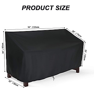 Hengme Outdoor Patio Garden Bench Cover - 2 Seat Outside Park Loveseat, Sofa, Glider, Furniture Cover Patio Bench Cover - 52L x 32W x 34H inch