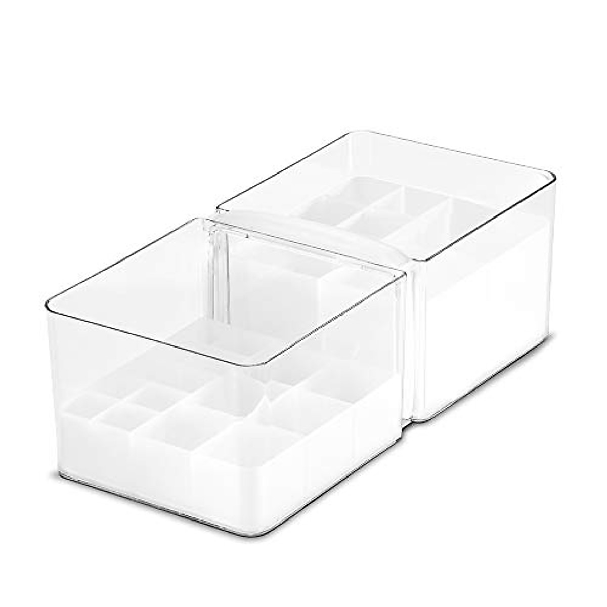 madesmart Portable Tote with Dividers-Stack Collection Stackable & BPA-Free, Medium, Frost