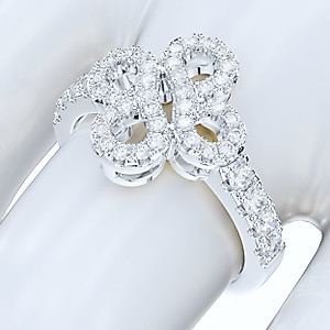 PRSTANI Sterling Silver Love Knot Intersecting Infinity Simulated Round Brilliant Cut Diamond Paved Promise Engagement Ring (7.5)