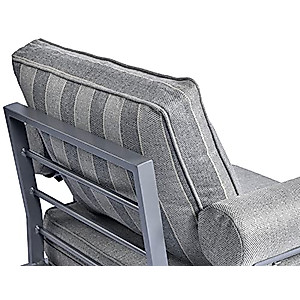 ovios Patio Dining Chairs Outdoor Chair High Back Aluminum Sofa Porch Chairs with Thick Cushion for Yard, Garden, Backyard (Black-Grey Stripe)