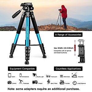 Tripod for Camera, 72" Camera Tripod with Remote, Heavy Duty Tall Camera Tripod Stand, Professional Aluminum Video Tripod, Compatible with Gopro/Camcorder/Binocular