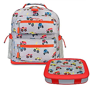 Bentgo® Kids 14” Backpack Set With Kids Prints Lunch Box (Trucks)