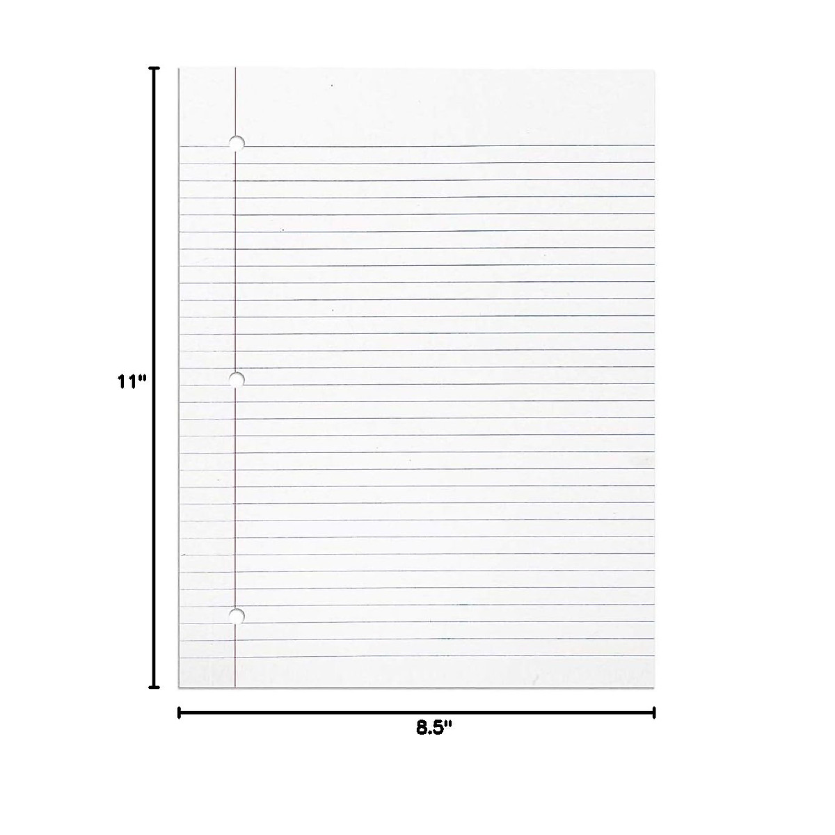 Amazon Basics College Ruled Loose Leaf Filler Paper, 100 Sheet, 11 x 8.5 Inch, 6-Pack