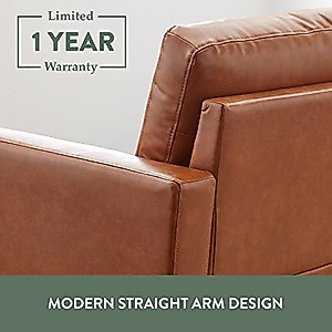 Edenbrook Archer Upholstered Couch – Couches for Living Room - Camel Faux Leather Couch - Living Room Furniture - Small Couch - Seats Three - Straight Arm Modern Couch, Sofa