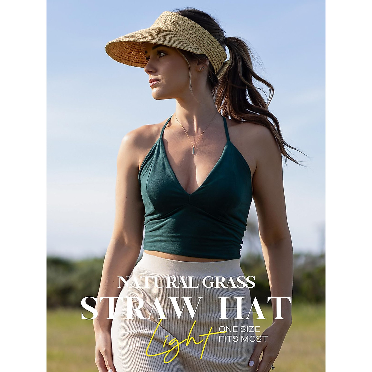 Straw Hats for Women, Visor Hats for Women Beach Hats for Women Sun Hat Womens Straw Hat Made of Natural Raffia